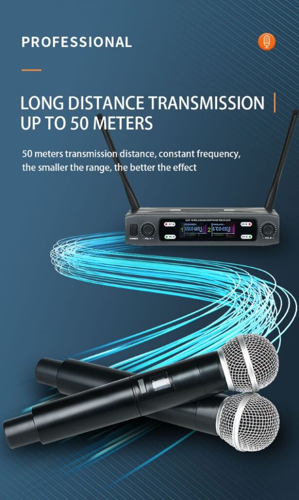 UHF wireless microphone 2 Channel-Handheld microphone - White Falcon