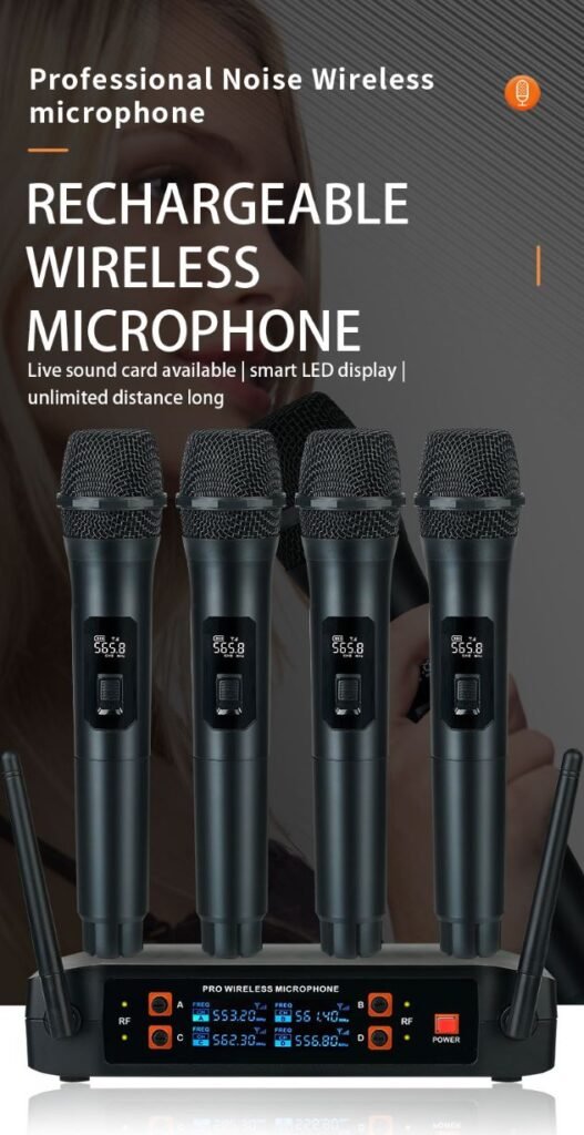 VHF wireless microphone 4 Channel-Handheld microphone - White Falcon